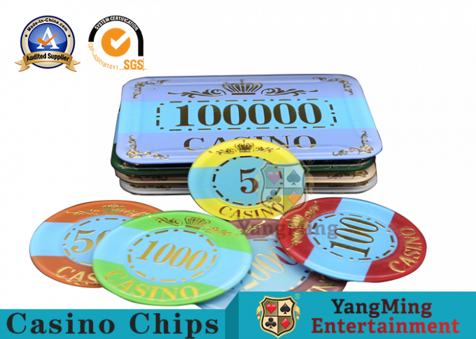 Marble Acrylic Crystal European Casino Poker Chips / Wear Resistance ...
