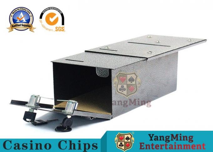 Metallic Iron Material Casino Lockable Cash Box With Two Locks For Tip ...