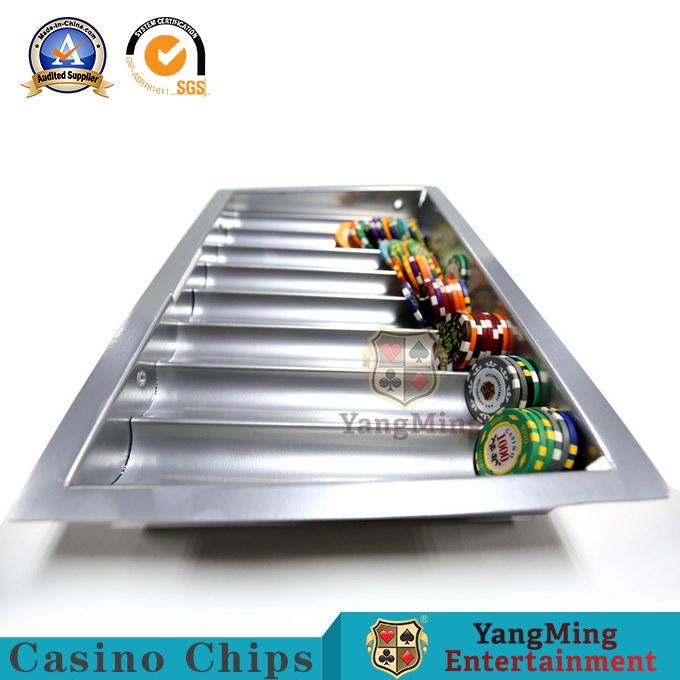 8 / 12 Rows Metal Silvery Casino Chip Tray Baccarat Texes Customize ...