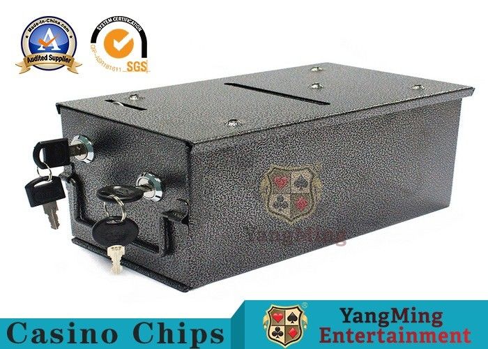Metallic Iron Material Casino Lockable Cash Box With Two Locks For Tip ...