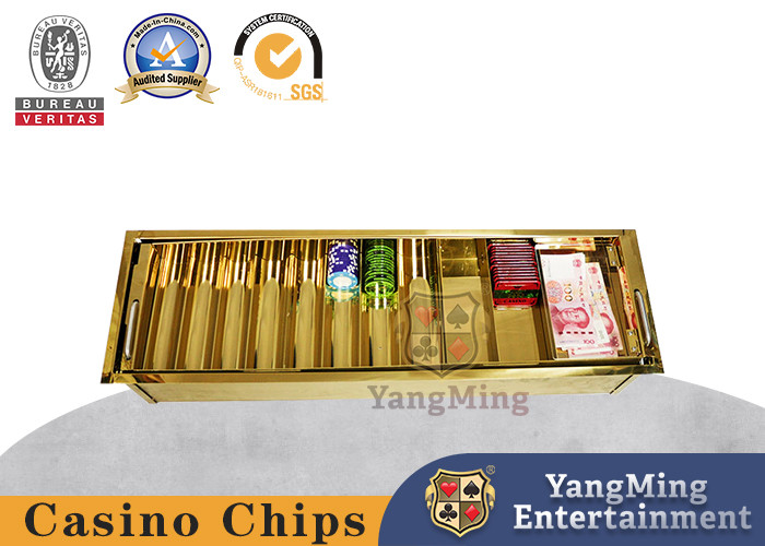 Titanium Gold Metal Poker Chip Plate Double Layer Locked Poker Table ...