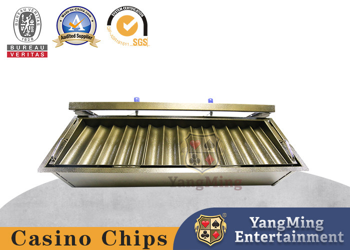 Metal Plated Yellow 14 Compartment Chip Tray Double Layer Locking Poker ...